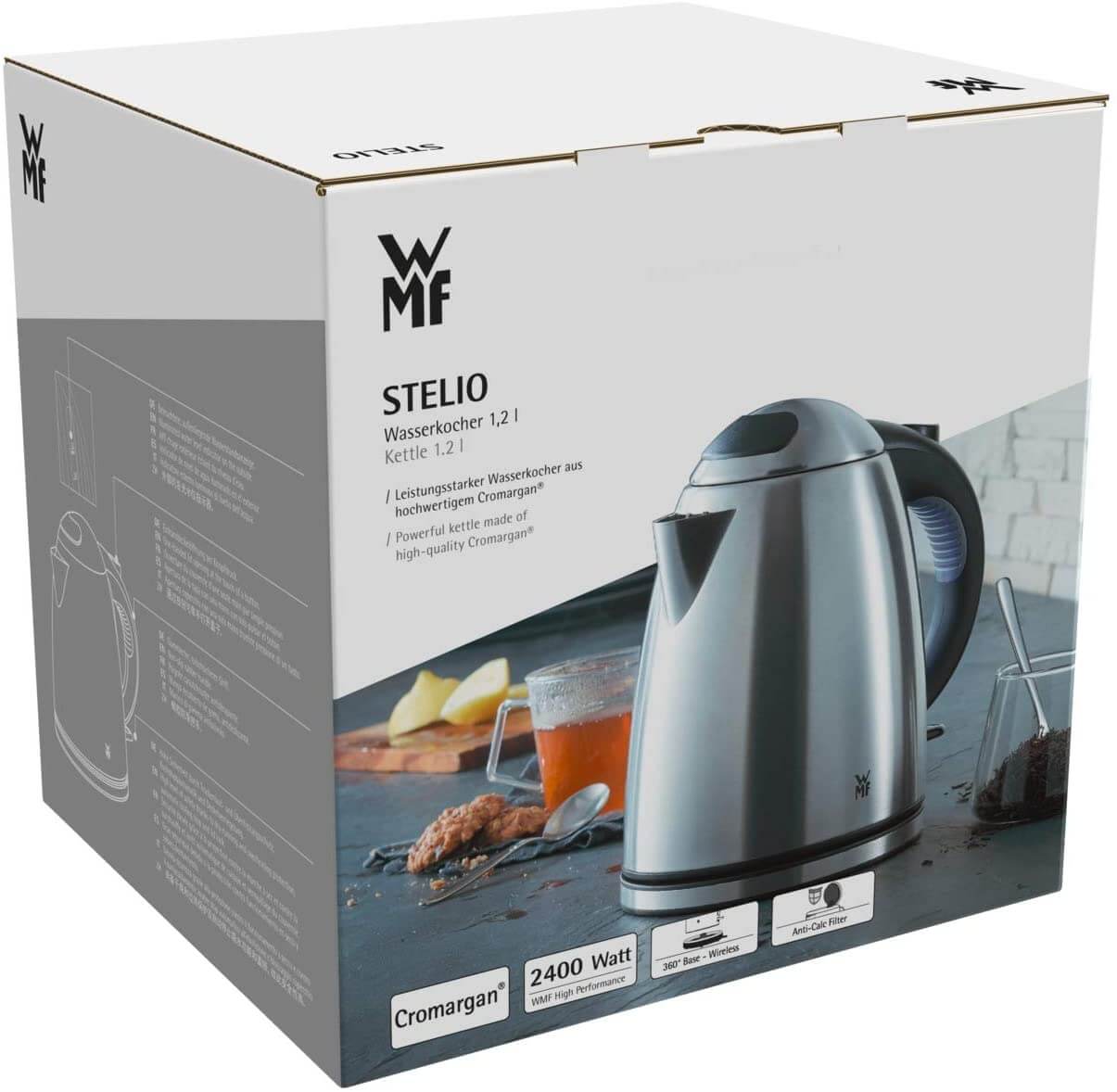 WMF Stelio Wasserkocher Edelstahl 1,2l, mit Kalk-Wasserfilter, 2400 W ...